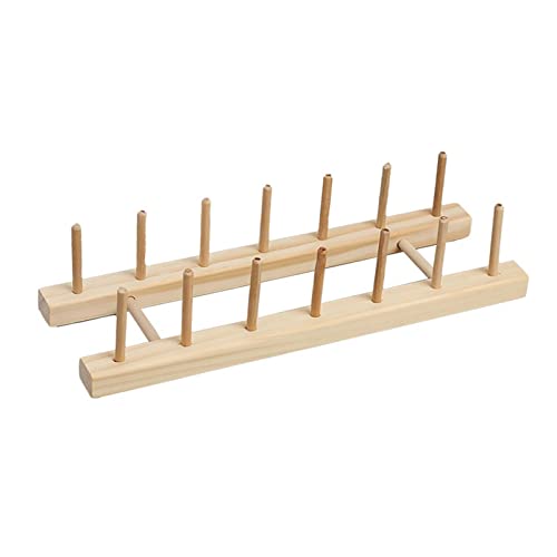 Fancyes Sewing Thread Holder Embroidery Knitting Multispool Needlework Quilting Rope Strings Organizer Wood Shelf Wood Thread Rack, 29.5cmx9.5cmx4.6cm