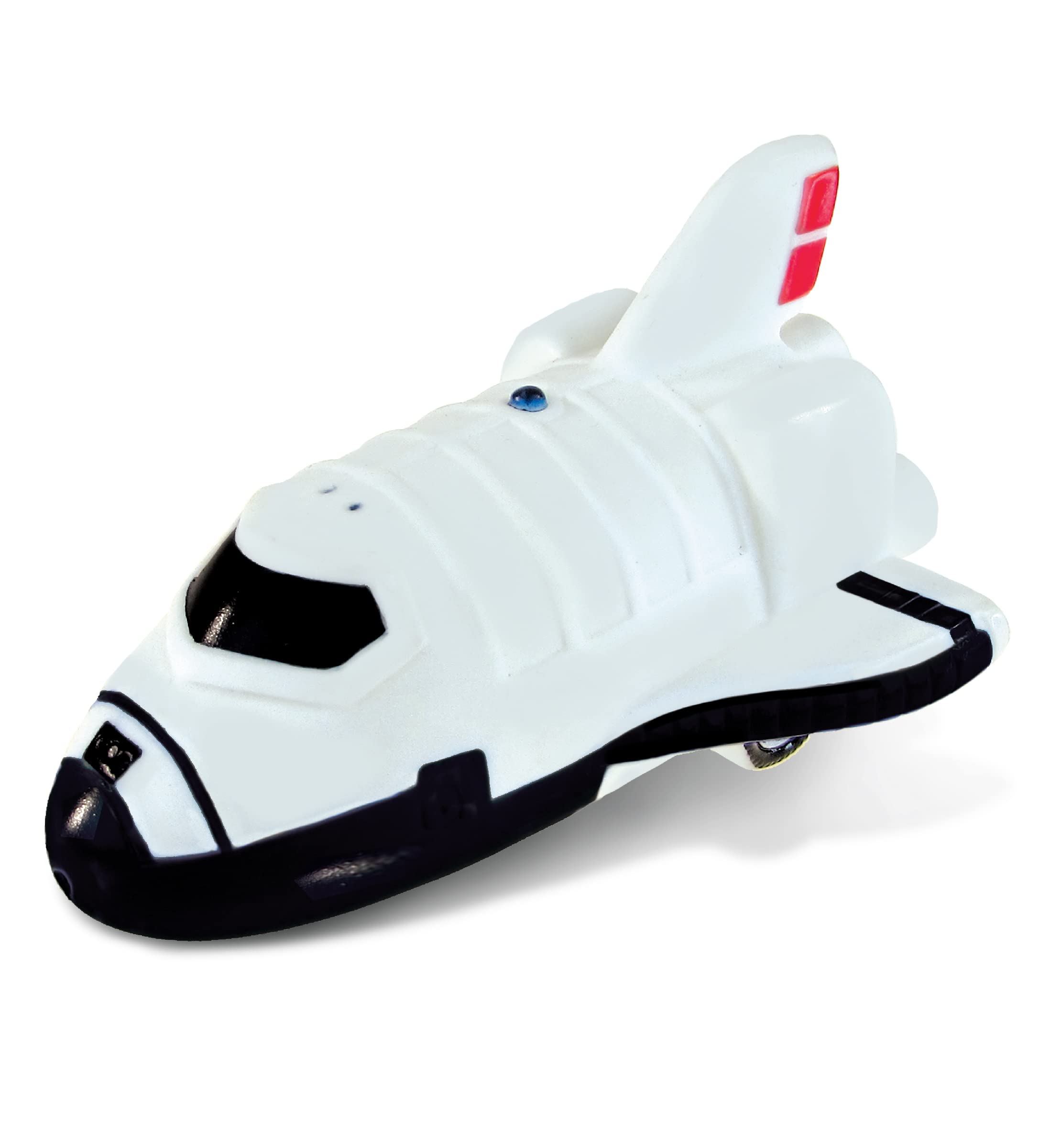 DolliBu Space Shuttle Bath Buddy Squirter - Floating Space Shuttle Rubber Bath Toy, Fun Water Squirting Bathtime Play for Toddlers, Space Plane Toy for Bathtub, Beach, & Pool for Girls & Boys 3 Inch