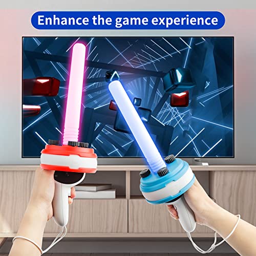 FANPL VR LED Sword for Oculus Quest 2 Controller, Lightsabers Handle Grip for Beat Sabe Accessories, Enhanced Gaming Experience (2 Pack)