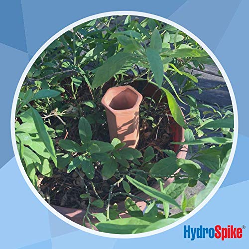 HydroSpike ClaySpike (4-Pack) Plant Terracotta Watering Spikes Kit for Outdoor Pot. 7 Inch Extra Long Stakes. Terra Cotta Self Automatic Slow Hydro Drip Irrigation System. Glass Wine Bottle Waterers