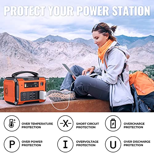 DBPOWER Portable Power Station 505Wh 500W (Peak 1000W) Outdoor Generator Mobile Lithium Battery Pack with 110V AC Outlet (Solar Panel Not Included) SOS LED for Road Trip Camping Outdoor Adventure