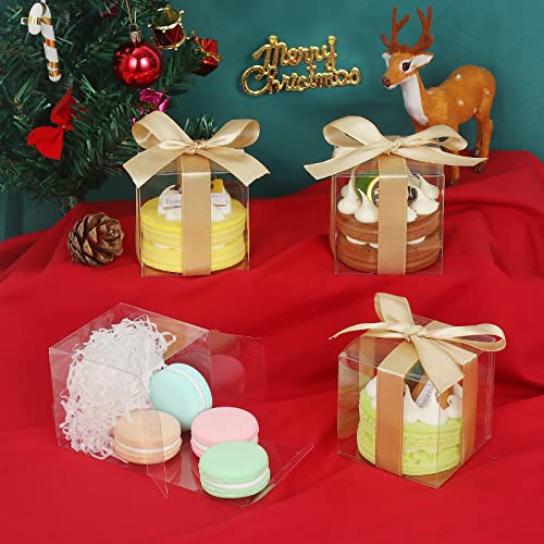 COTOPHER 35 Pcs Clear Boxes for Favors, 4x4x4 Inches Clear Gift Boxes PET Material Clear Cupcake Boxes Plastic Small Gift Boxes with Lids, Party Favor Boxes for Wedding Favors Baby Shower