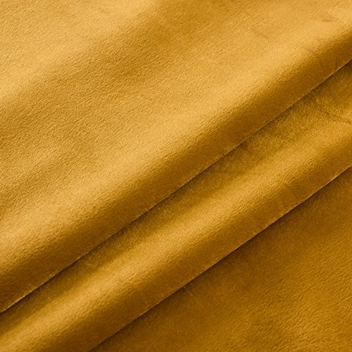 Cherry Home Super Soft Luxury Velvet Set of 2 Warm Yellow Blackout Velvet Energy Efficient Grommet Curtain Panel Drapes Ginger 52Wx63L(2 Panels) with Matching Tiebacks