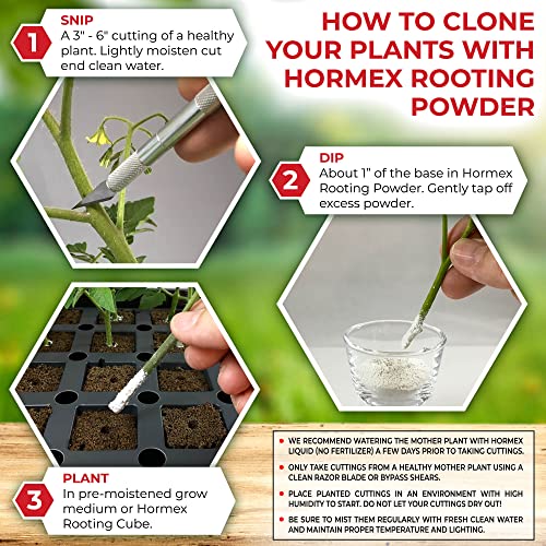 Hormex Rooting Powder #8 - Rooting Hormone for Moderately Difficult to Root Plants - Fast & Easy Way to Clone Plants from Cuttings - Stronger, Healthier Roots Using Cloning Powder - 0.8 IBA