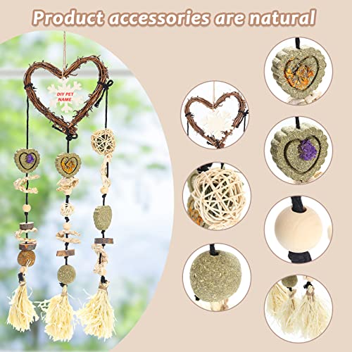 DAMPET Bunny Chew Toys, Bunny Teeth Grinding Chew Toys, Rabbit Cage Hanging Chew Toys, All Natural Materials for Guinea Pigs, Hamsters, Rabbits and Rats