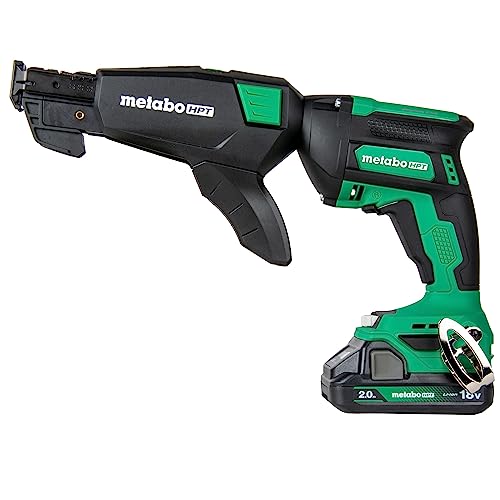 Metabo HPT Cordless 18V MultiVolt™ Drywall Screw Gun Kit | Includes Collated Screw Magazine Attachment | Includes 1-18V 2.0 Ah Battery | Lifetime Tool Warranty | W18DAQB
