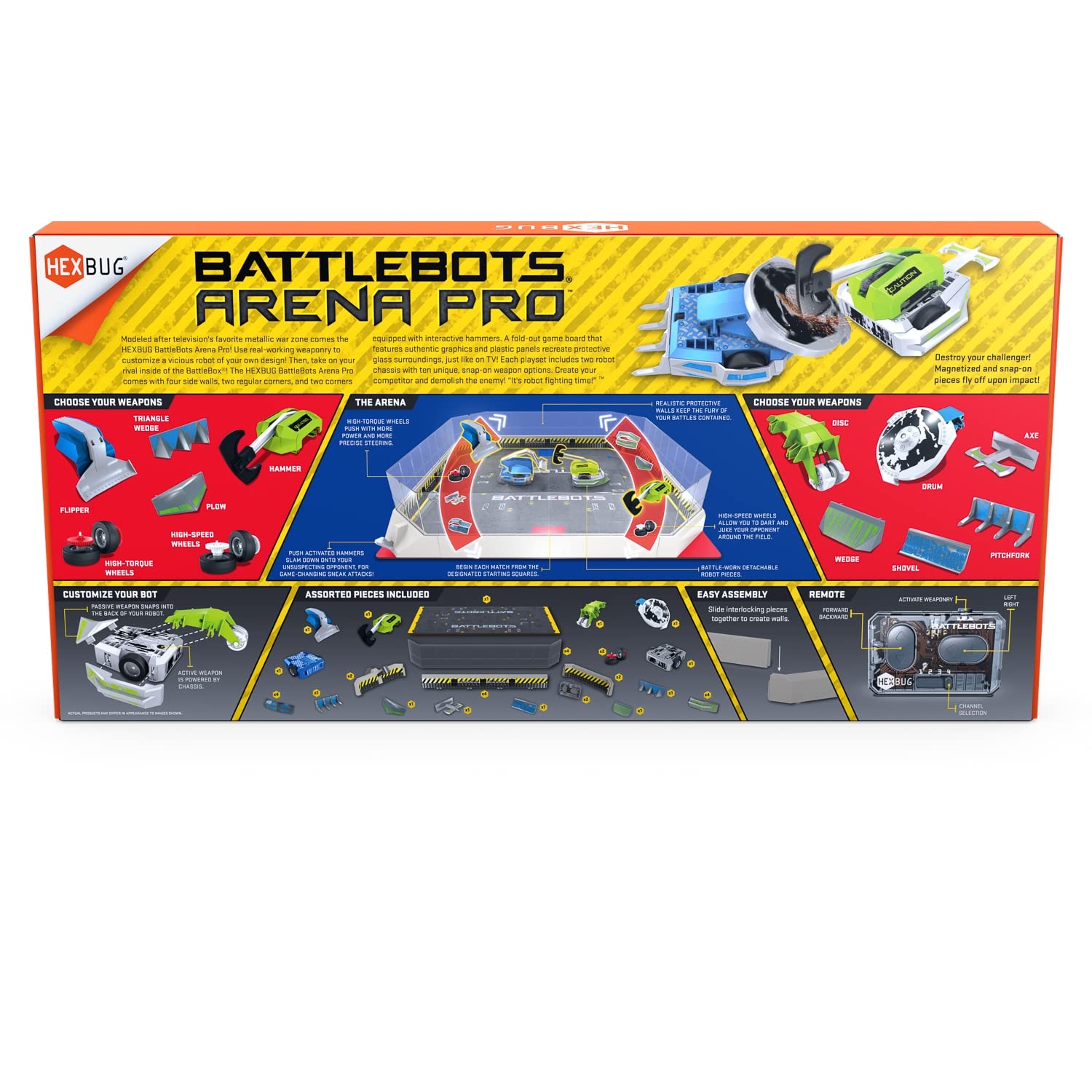 HEXBUG BattleBots Arena Pro, Remote Control Robot Toys for Kids with Over 100 Configurations, STEM Toys for Boys & Girls Ages 8 & Up, Batteries Included