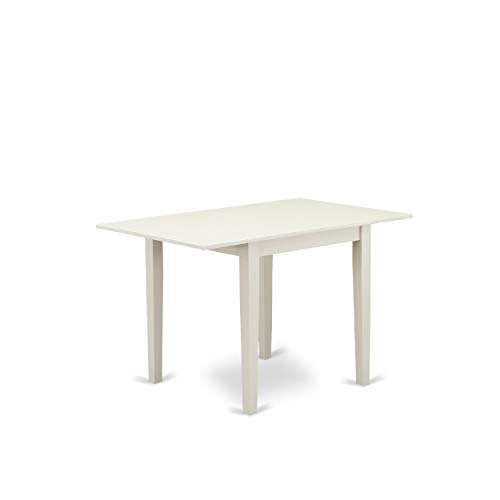 East West Furniture NDVA5-LWH-W Norden 5 Piece Dining Set for 4 Includes a Rectangle Kitchen Table with Dropleaf and 4 Dinette Chairs, 30x48 Inch, Linen White