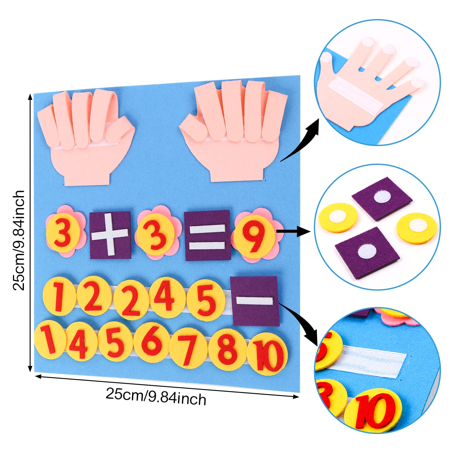 BENOSPACE Felt Board Finger Numbers Counting Toy Toddler Early Educational Enlightenment Learning School Supplies Kindergarten Children Preschool Addition Subtraction Manipulatives Math Teaching Aids
