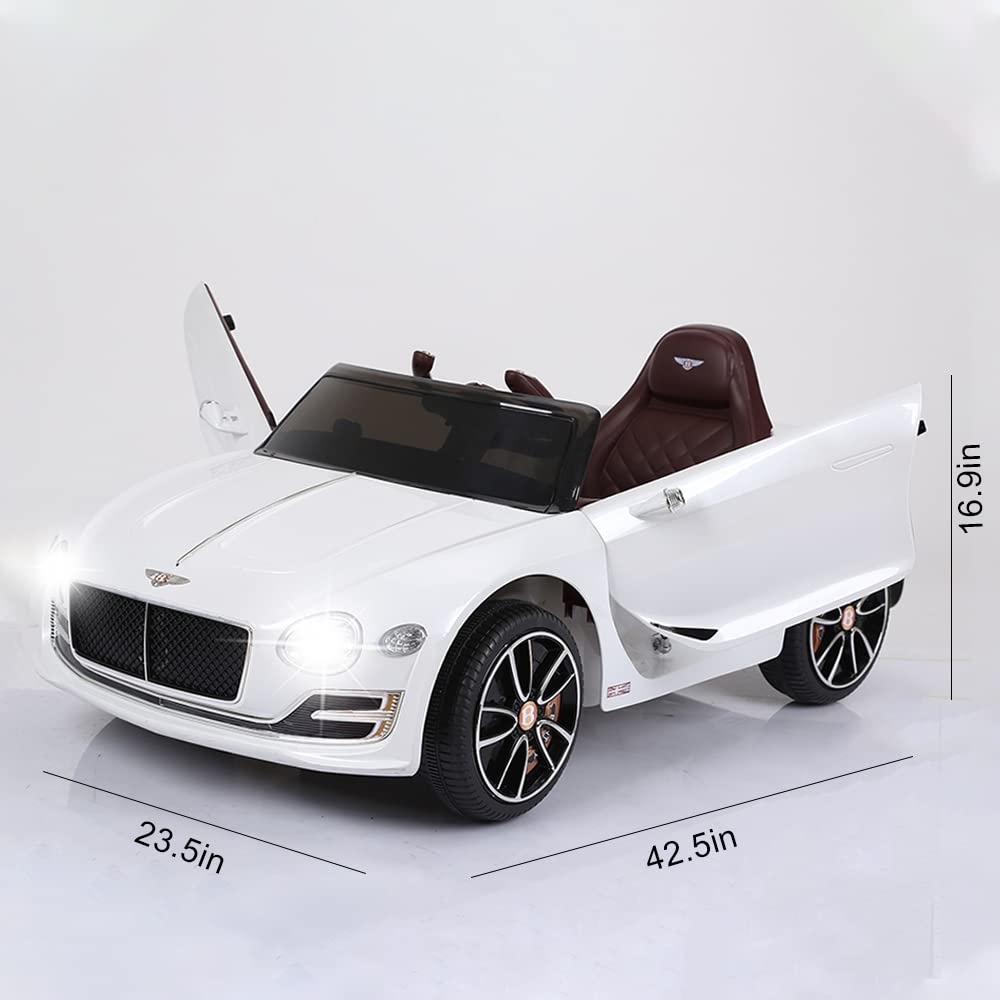 Bentley EXP 6V Battery Powered Ride On Car for Kids, Remote Control Toy Vehicle with Music Player, LED Light, 2 Driving Modes (6V White)