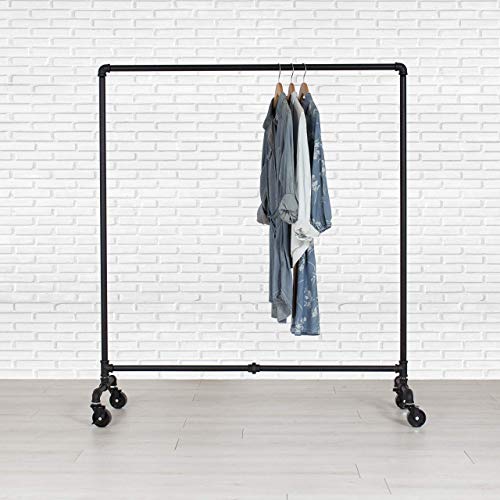 Industrial Pipe Rolling Clothing Rack by William Robert's Vintage