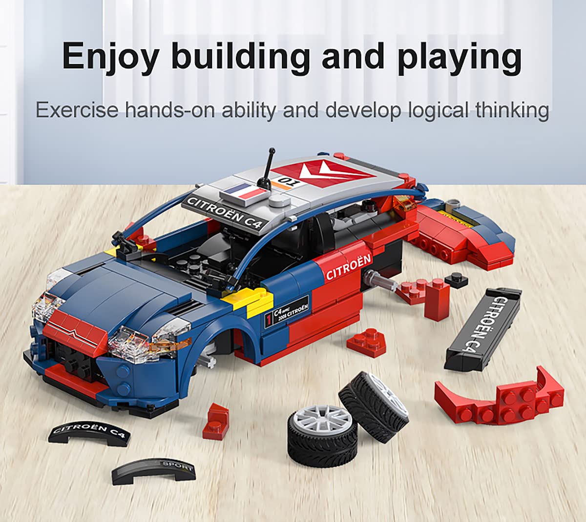dOMOb Citroen C4 Rally WRC RC Car Building Kit – Bricks Toys for 6+ Age Kids & Adults – 1:20 Model Build Set – 2.4GHz Remote Control – 329 pcs Blocks – STEM for Boys & Girls
