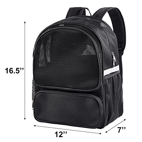 COVAX Heavy Duty Mesh Backpack, See-through Large Mesh Backpack for Men Women, Lightweight Mesh Daypack with Reflective Stripes for Work, Sports Equipment