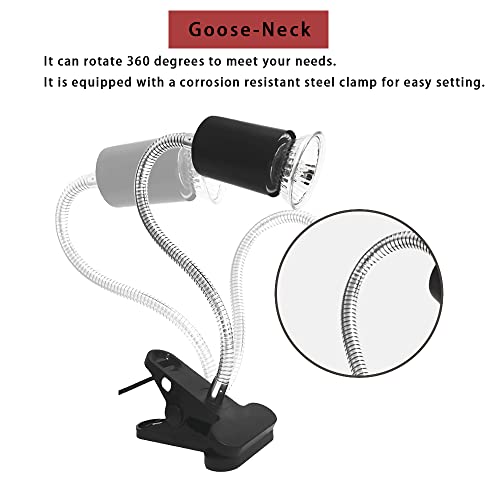 DaMYiHos Reptile Heat Lamp, UVA UVB Reptile Light with Clip 360° Rotatable Hose and Adjustable Switch, Basking Light with 3 Bulbs (25w/50w/75w) for Turtle Lizard Snake