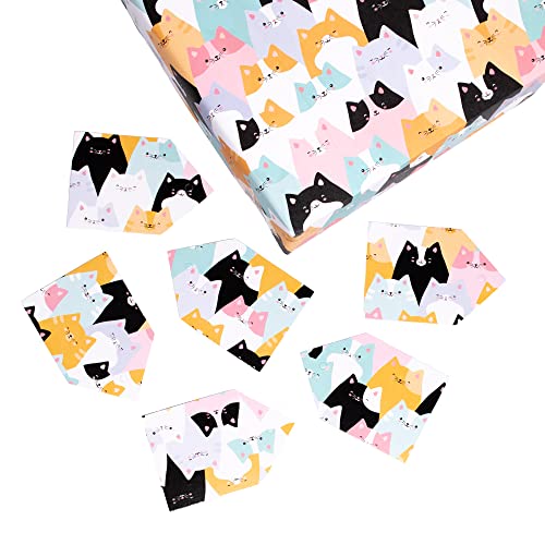 CENTRAL 23 Cats Wrapping Paper - 6 Sheets of Birthday Gift Wrap for Her - Kitten Kities - Fun Gift Wrap for Cat Owner - For Fur Mom - Pastel Colors - Recyclable