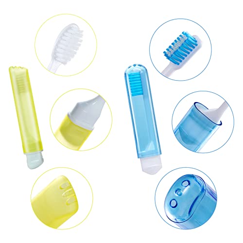 Fengek 10 Pieces Travel Toothbrush Kit, Mini Folding Toothbrushes with Case Portable Camping Toothbrush for Adults Travel, Hiking, Business Trip, 2 Styles 9 Colors