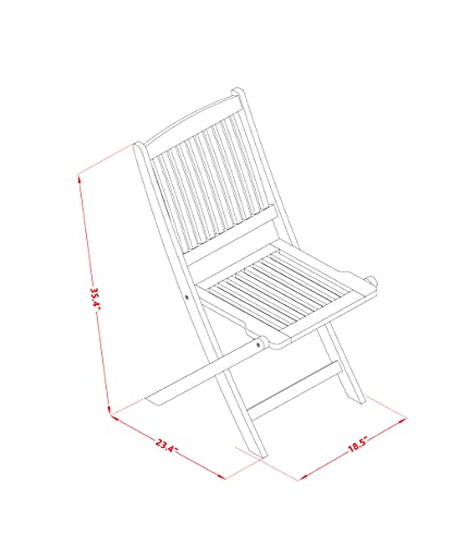 East West Furniture Cameron Foldable Patio Dining Chairs-Acacia Wood, Set of 2, Natural Oil