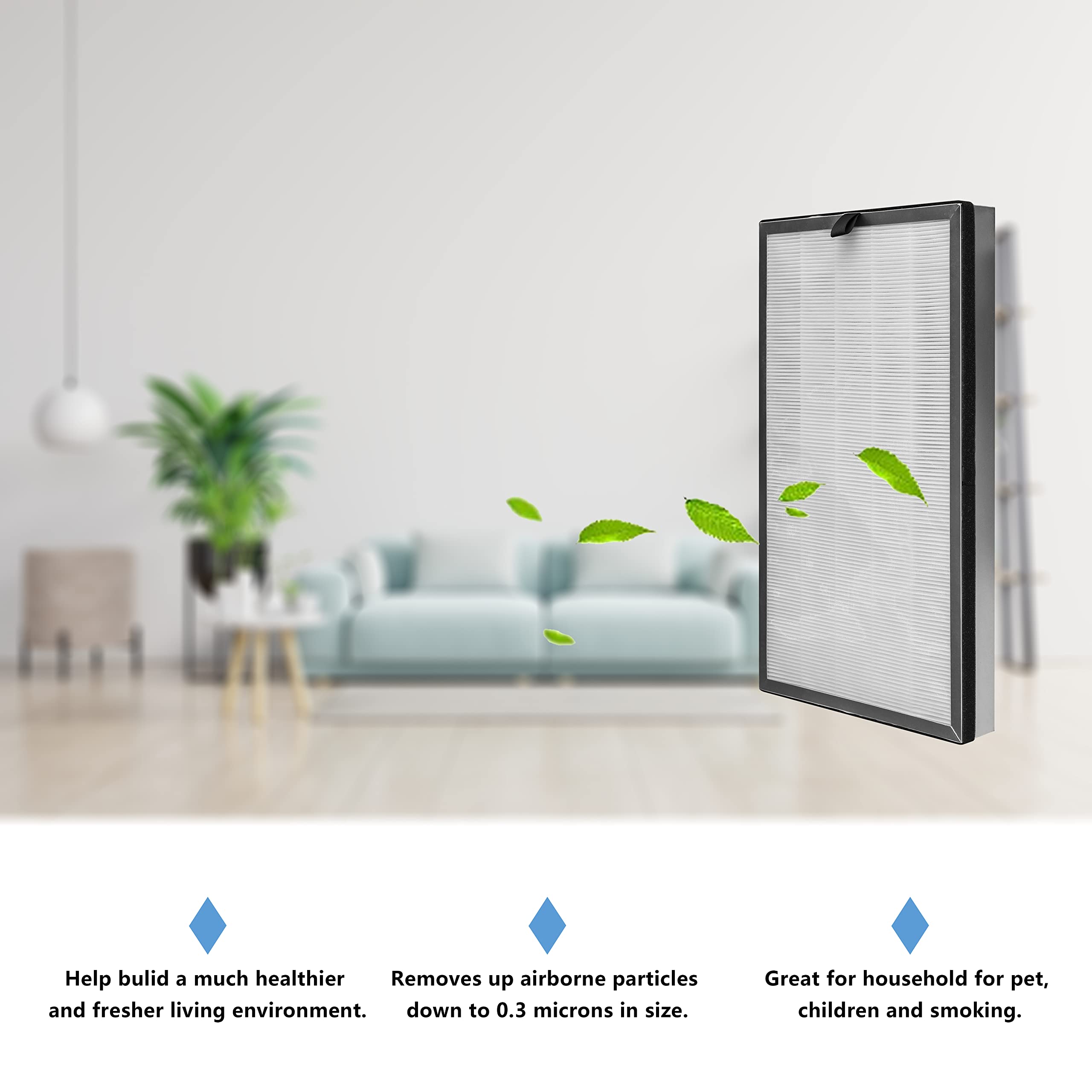 MA-112 Replacement Filter, Compatible with Medify MA 112 Air Purifier, 3 in 1 with Pre-filter, H13 True HEPA Filter and Activated Carbon for 99.9% Removal, 2 Pack