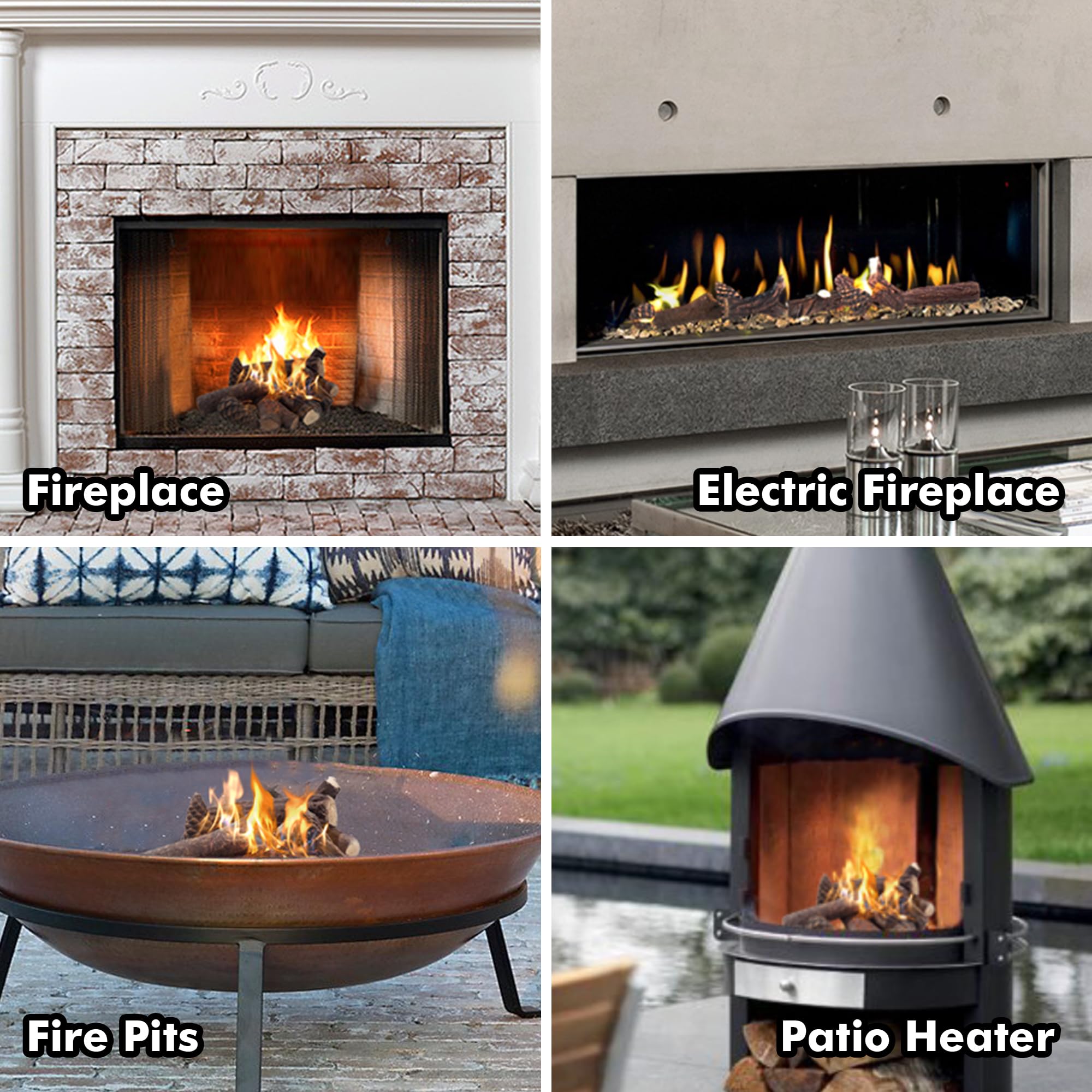Gas Fireplace Logs Set of 9, Fireplace Logs Ceramic Wood Decoration for Gas Ethanol Firewood Log Set Hand Crafted Pine Cone Wood Use in Indoor, Outdoor