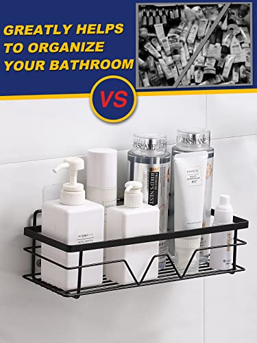 GOJUSO 6-Packs Bathroom Shower Shelves 2 Size Caddy Hair Dryer Holder Wall Mounted Toothbrush Holder Phone Stand for Desk No Drilling Hanging Wall Mount Bathroom Accessories