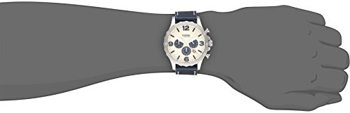 Fossil Men's JR1480 Nate Stainless Steel Chronograph Watch with Navy Leather Band