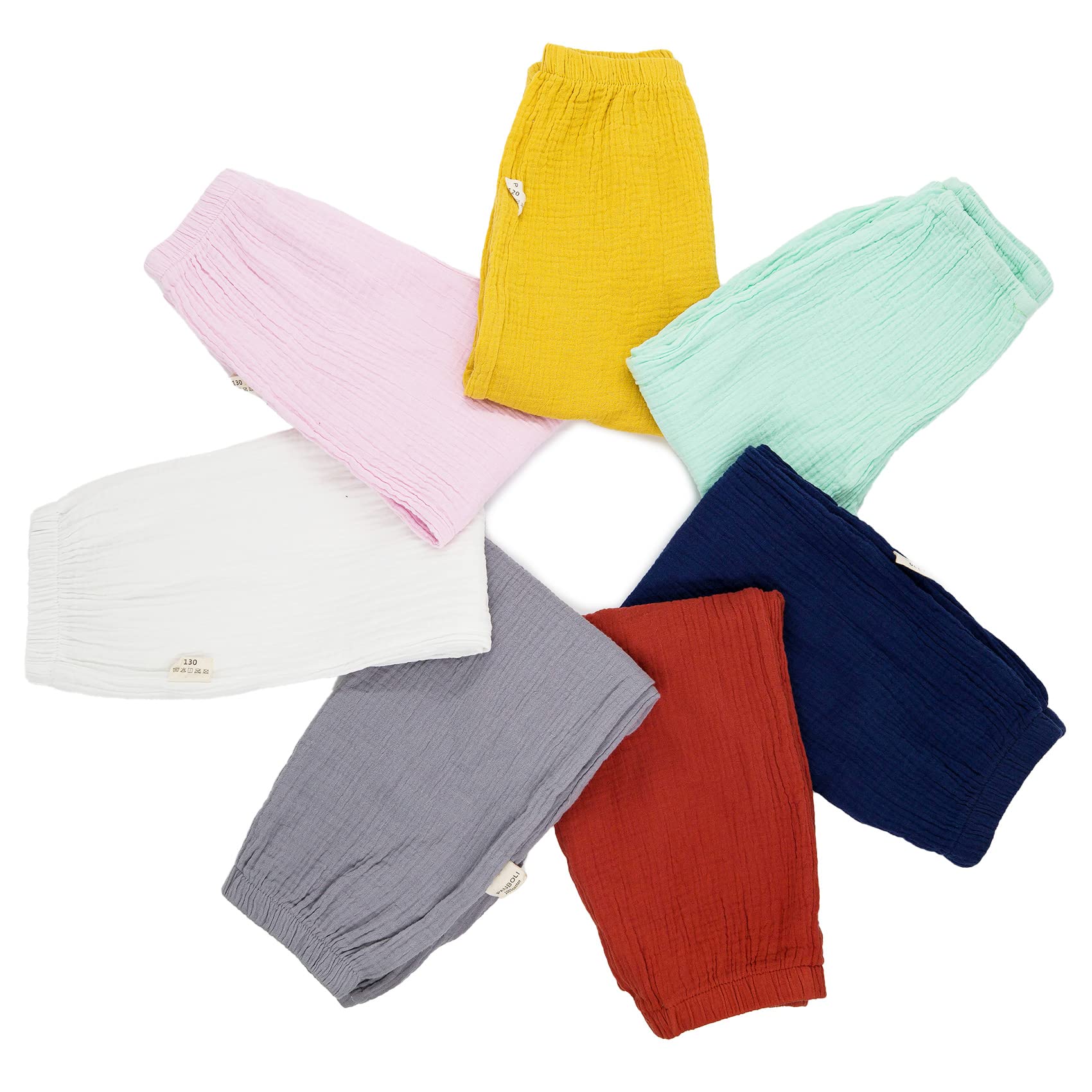 Bouclede Baby Girls Long Bloomers 2 Pack Soft Cotton Harem Pants Casual Linen Trousers (White and Pink, 2-3T)
