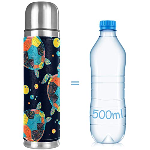 Colorful Aesthetic Sea Turtles Vacuum Insulated Water Bottle Stainless Steel Thermos Flask Travel Mug Coffee Cup Double Walled 17 OZ