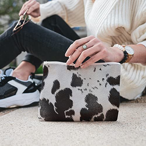 Cow Print Vinyl, Smooth Textured Animal Hide Pattern Faux Leather, Embossed Upholstery Craft and DIY Pleather - Individual 1 Yard Cut 36"x54" (Brown on Cream)