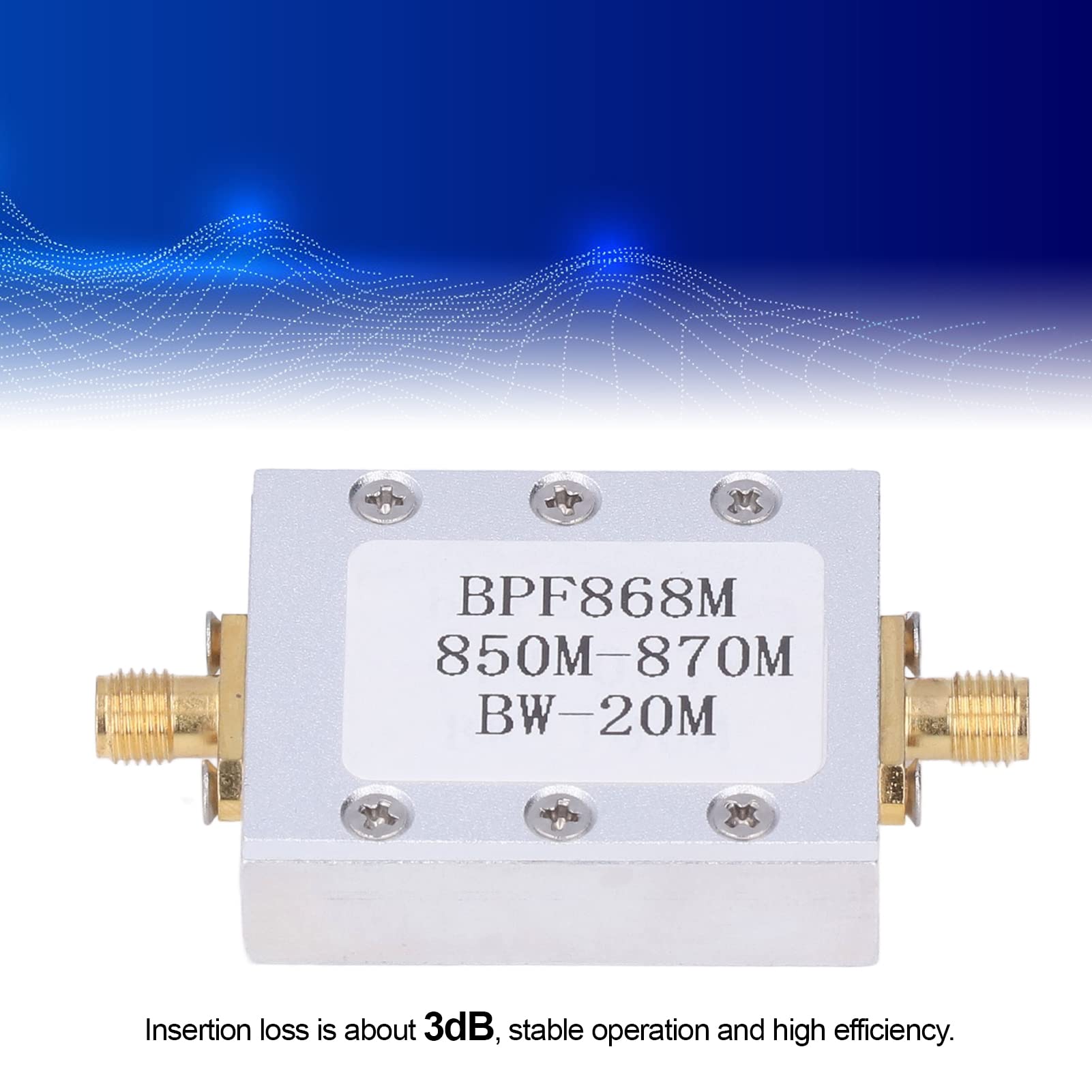 Bandpass Filter FM Broadcast SMA K Interface 850 ‑ 870MHz 20dBm Maximum Input Power Anti Interference Component BPF868M New Denoise Electronic Component BPF868M 3dB 50 Ohms 20dBm (with Shell), Ba
