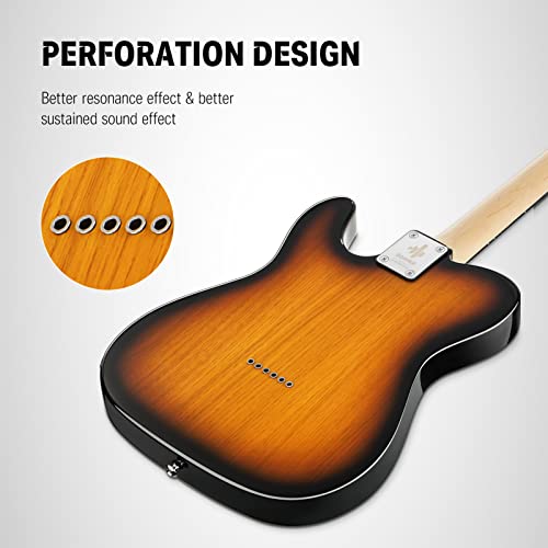 Donner Electric Guitar 39 Inch Electric Guitar DTC-100 Solid Body TC Style Electric Guitar Kit with Bag, Strap, Cable for Youth,Beginner Sunburst