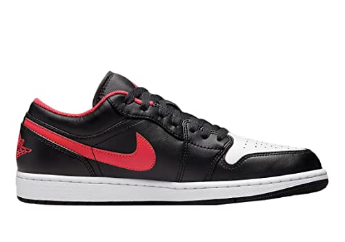 Jordan Men's Air Jordan 1 Low Sneaker, Black/Fire Red-white, 10.5