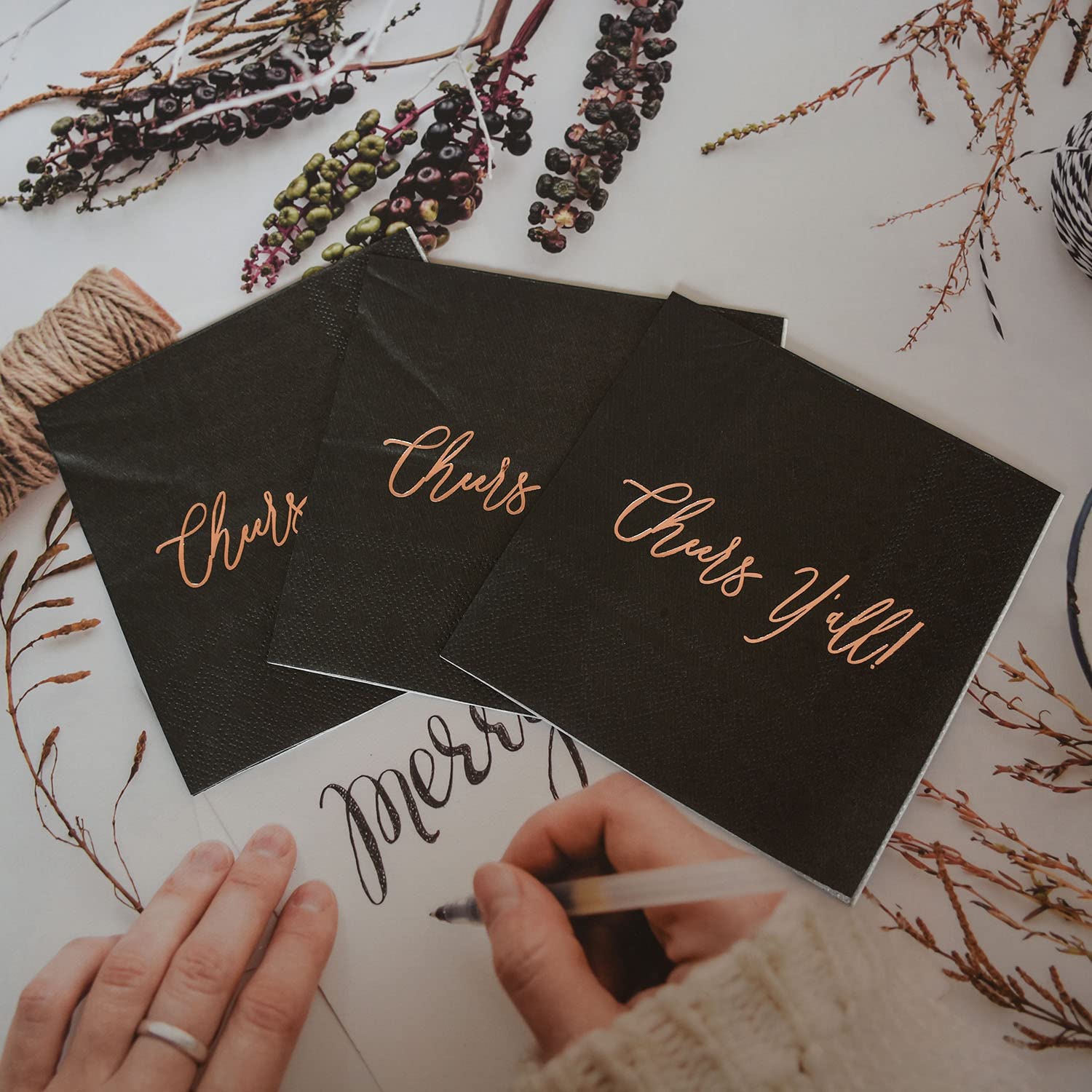 Cheers Y'all Napkins Wedding Cocktail Napkins Engagement Paper Disposable Party Napkins Bridal Shower, Bachelorette towel Decorations Supplies Set of 50 3 Ply