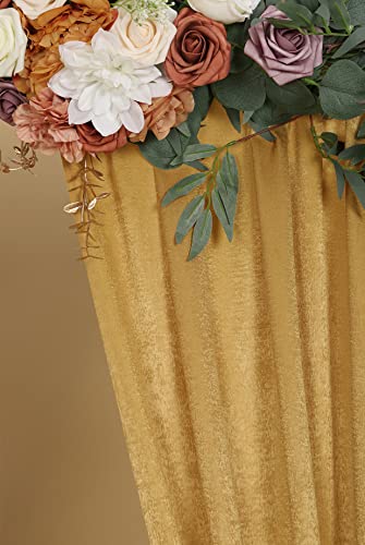 Cytdkve 2 Panels 4.8 Feet x 10 Feet Deep Gold Velvet-Like Wedding Backdrop Curtain Drapes, Silky Soft Window Curtains Panels for Wedding Ceremony Birthday Party Decorations