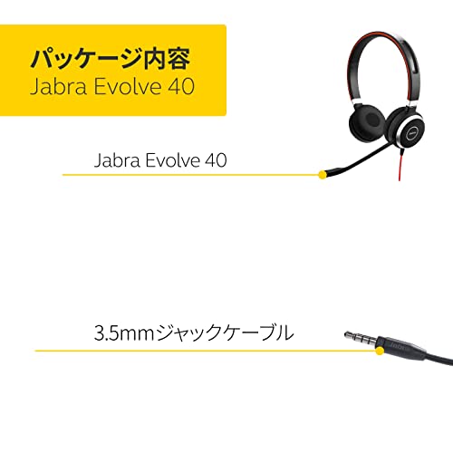 Jabra Evolve 40 Professional Wired Headset, Stereo, MS-Optimized β Telephone Headset for Greater Productivity, Superior Sound for Calls and Music, 3.5mm Jack/USB Connection, All-Day Comfort Design
