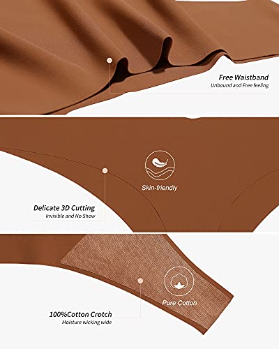 DEANGELMON Seamless Thongs for Women No Show Thong Underwear Women Comfortable Multiple Pack (7P3,M)