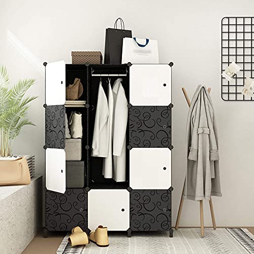 DWLOMHE Modular Cabinet 12-Cubes Modular Plastic Storage Organizer, Storage Shelf for Bedroom, Lounge, Desk