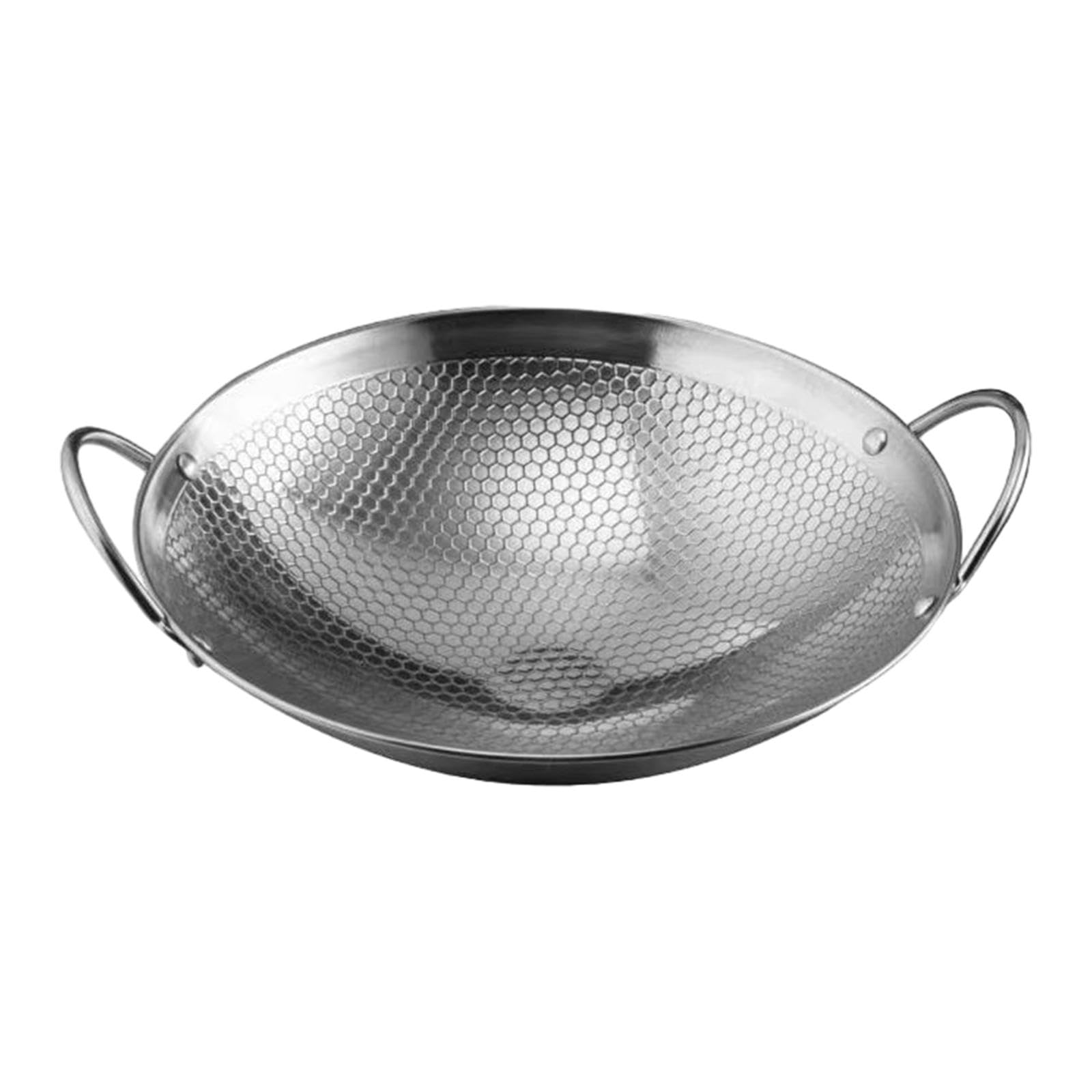 KLKCMS Frying Pan, Stainless Steel Wok, Round Bottom Wok, Chinese Wok, Double Ear Wok Pot, Nonstick Skillet Pot, Deep Frying Pan, 8inch