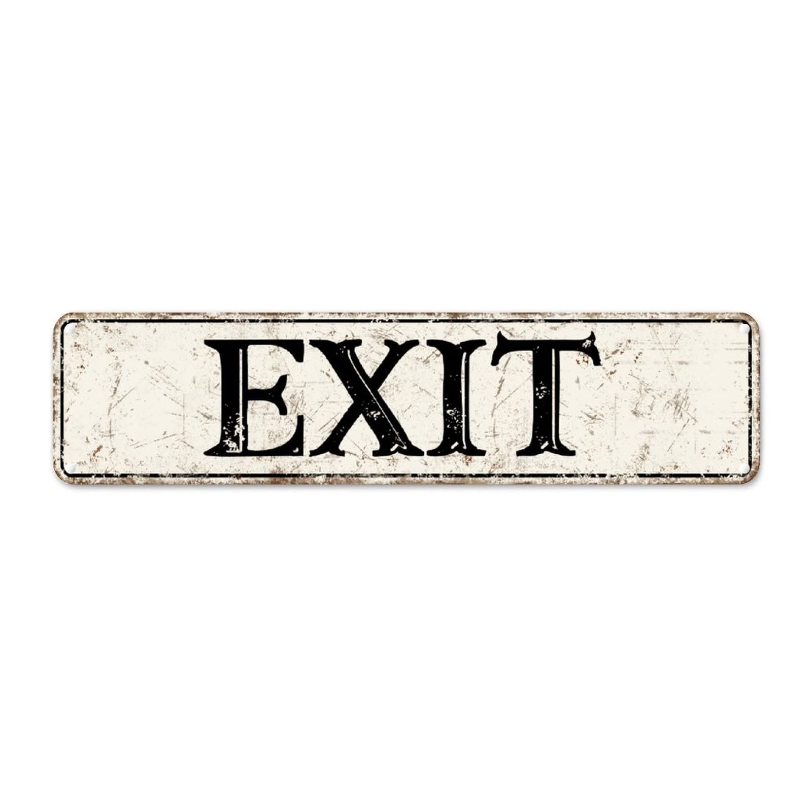 Exit Vintage Metal Sign Wall Art Exit Decor Vintage Metal Sign Poster Quality Metal Sign Road Street Signs Hanging Novelty Sign Farmhouse Decor for Yard Garage Bar Coffee Garden 12x3in