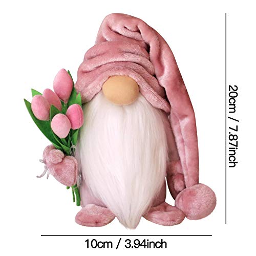 IFOTIME Mr & Mrs Gnomes Plush, Handmade Long Hat Gnome Swedish Scandinavian Tomte Sweet Gift for Table Shelf Home Decorations for Valentine Easter Gifts Indoor Spring Decor (2Pcs, Pink + Gray)