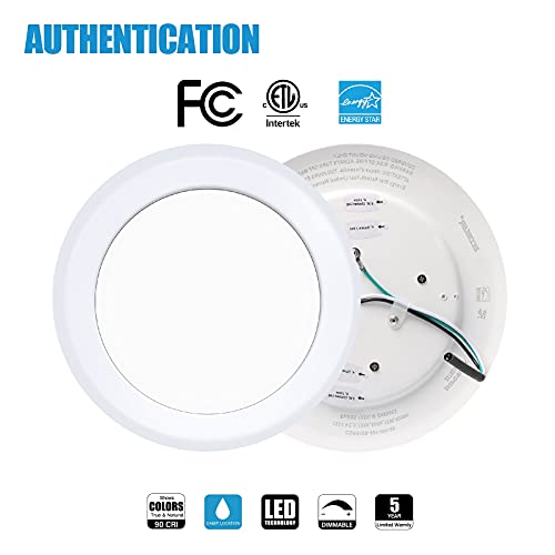 ECOELER 24 Pack 6 Inch LED Low Profile Recessed & Surface Mount Disk Light, Round, 16.5W,1000 Lumens, 4000K Cool White, CRI90, Driverless Design, Dimmable, ETL Listed, White
