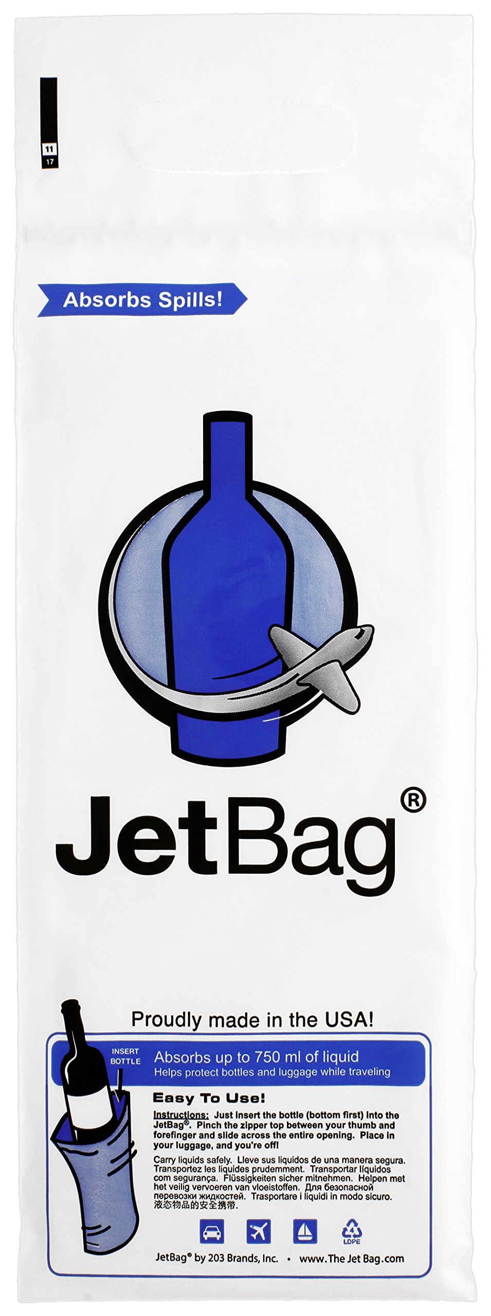 Jet Bag Bold - The Original ABSORBANT Reusable and Protective Bottle Bags - Set of 3 - Made in the USA