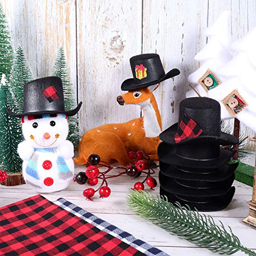 Skylety 8 Pieces Felt Top Hats Black Mini Top Hats Christmas Party Decoration for Your Snowman, Doll, or Other Craft Project