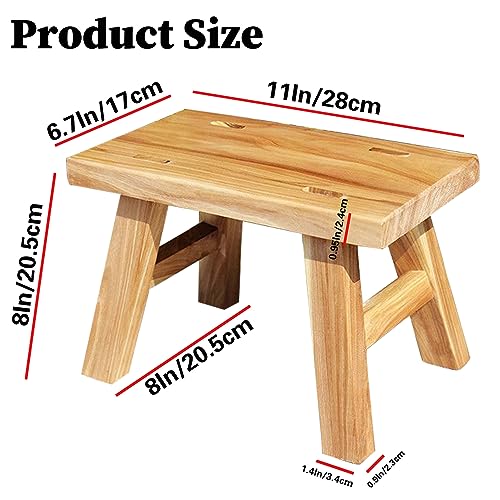 CozyHaus 8Inch Solid Wooden Step Stool,Small Footstool for Kids & Adults Small Bench Plant Stand Fishing Stool, Perfect for High Beds, Kitchen, Bathroom, Closet, Fishing (Yellow)