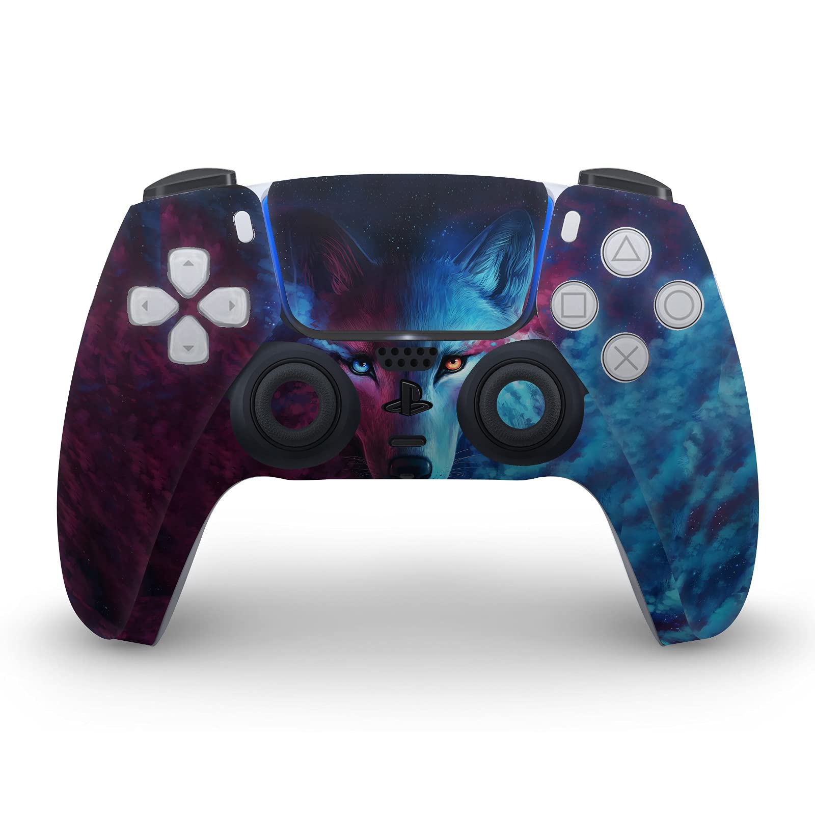 Head Case Designs Officially Licensed Jonas "JoJoesArt" Jödicke Wolf Galaxy Art Mix Vinyl Faceplate Gaming Skin Decal Compatible With Sony PlayStation 5 PS5 Digital Console and DualSense Controller