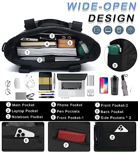 COMELY Convertible Laptop Backpack, Casual Travel Tote Daypack, Crossbody Purse, Bookbag Diaper Bag Nursing Bag for Daily Work College Nursing Teaching, 31A-Black