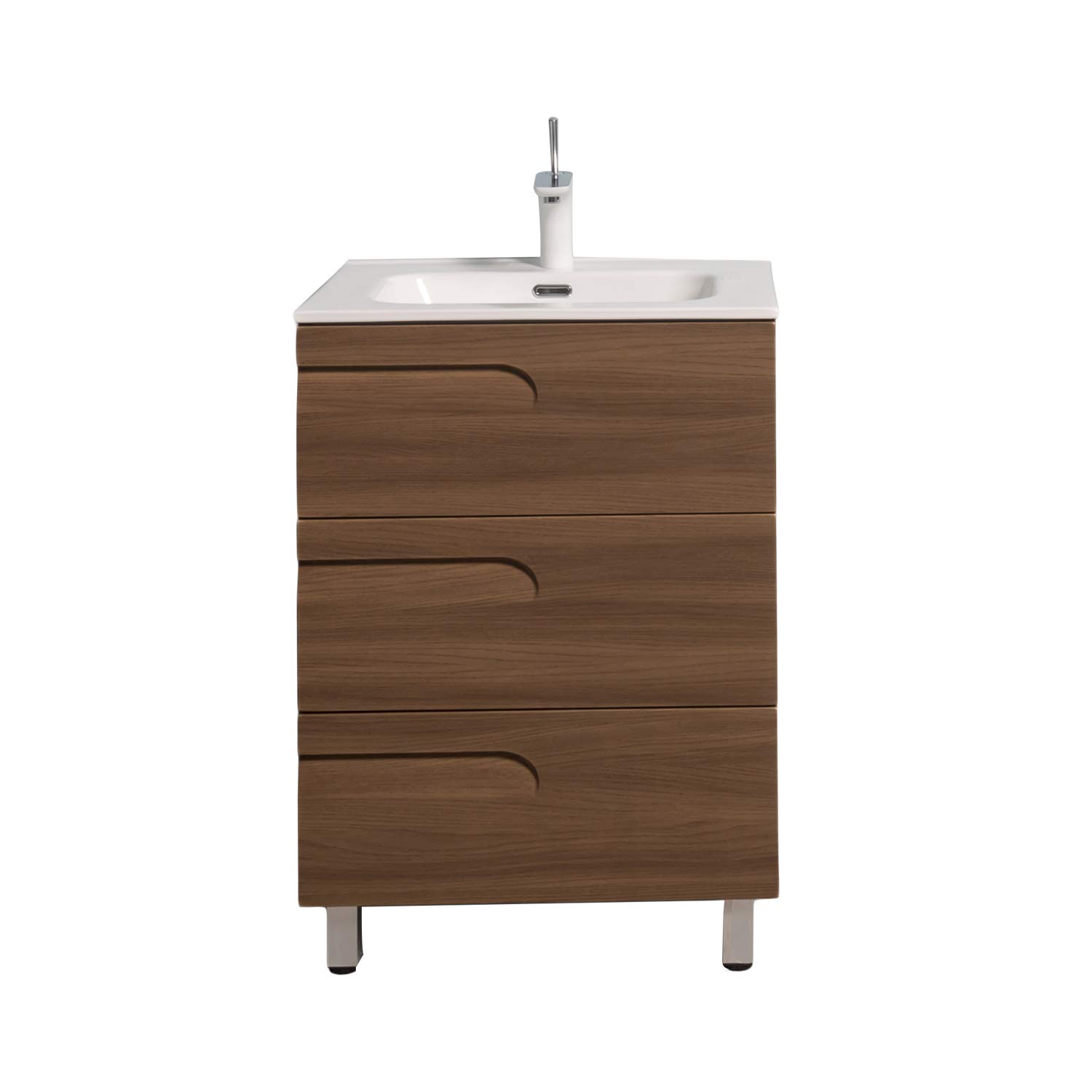 Eviva Joy 24" Graywood Freestanding Bathroom Vanity w/White Integrated Top