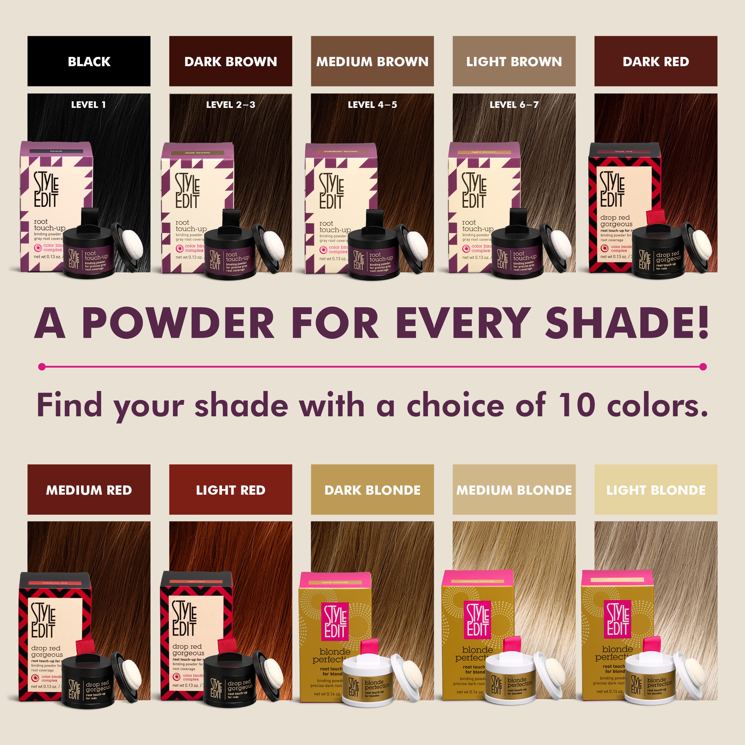 Root Touch Up Powder by Style Edit | Medium Brown Hair Color Coverage for Grays and Roots | Mineral-Infused Binding Hairline Concealer | 0.13 oz. Tub