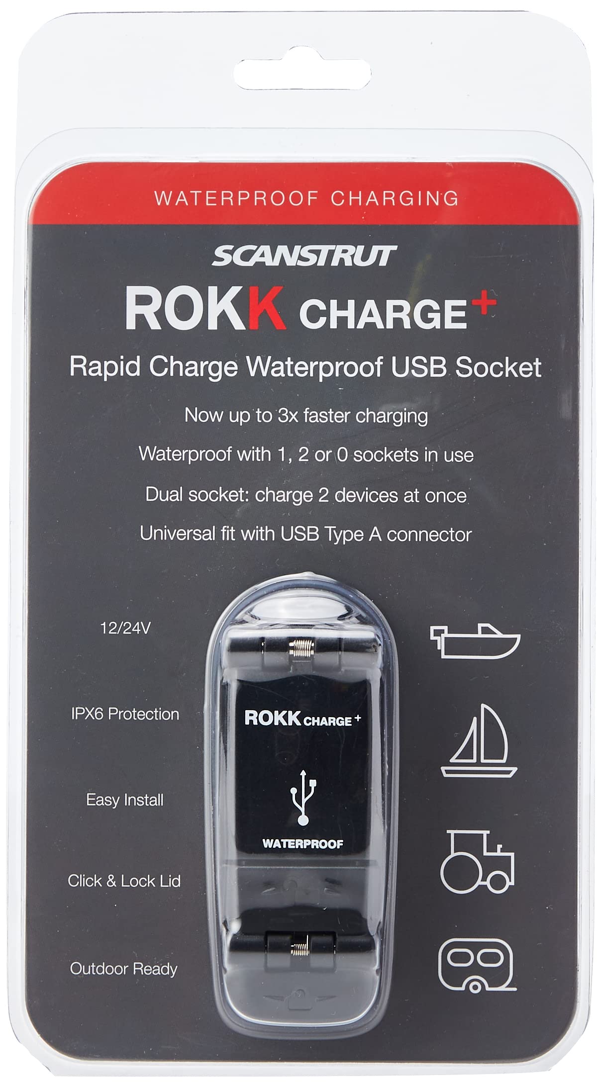 Scanstrut SC-USB-02 ROKK Charge+ Waterproof Dual USB Fast Charge Socket