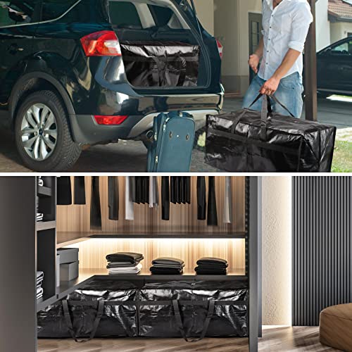 Fixwal 8pcs Heavy Duty Moving Bags Extra Large, Moving Totes with Strong Handles & Zippers, Packing Bags Storage Bags for Moving, Space Saving, Clothes, Moving Supplies, Moving Boxes (Black)