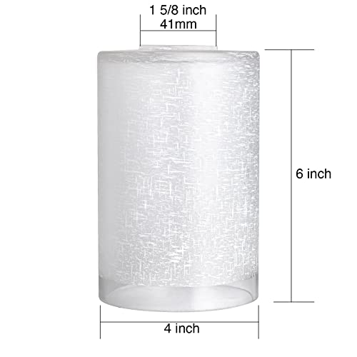 GoldSwift 3 Pack White Linen Glass Lamp Shade Replacement Globe & Covers for Light Fixtures, 6" Tall, 4" Diameter, 1-5/8 inch Fitter, Cylinder Glass Shade for Chandelier Pendant Wall Sconces